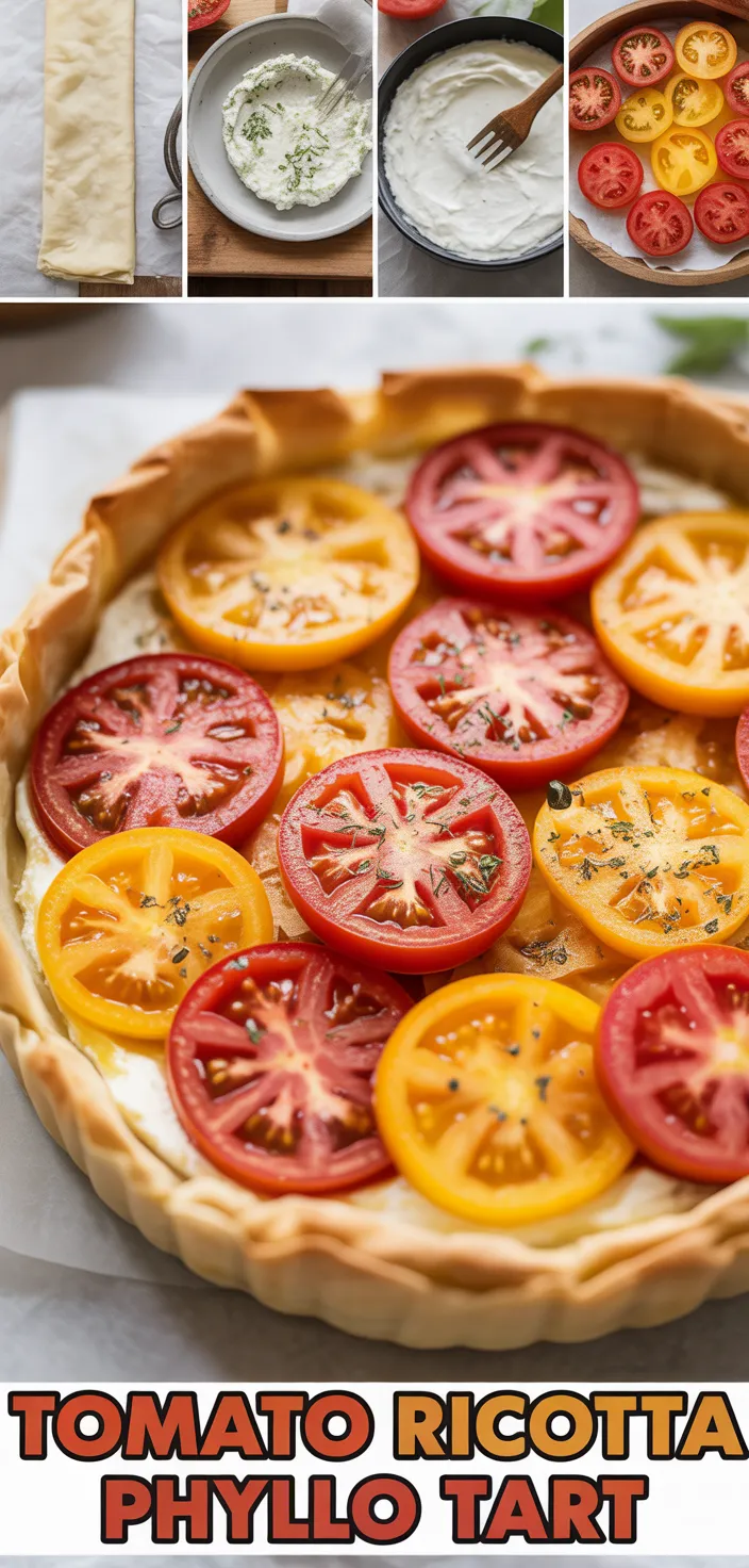 Tomato Ricotta Phyllo Tart Recipe - europeandish.com